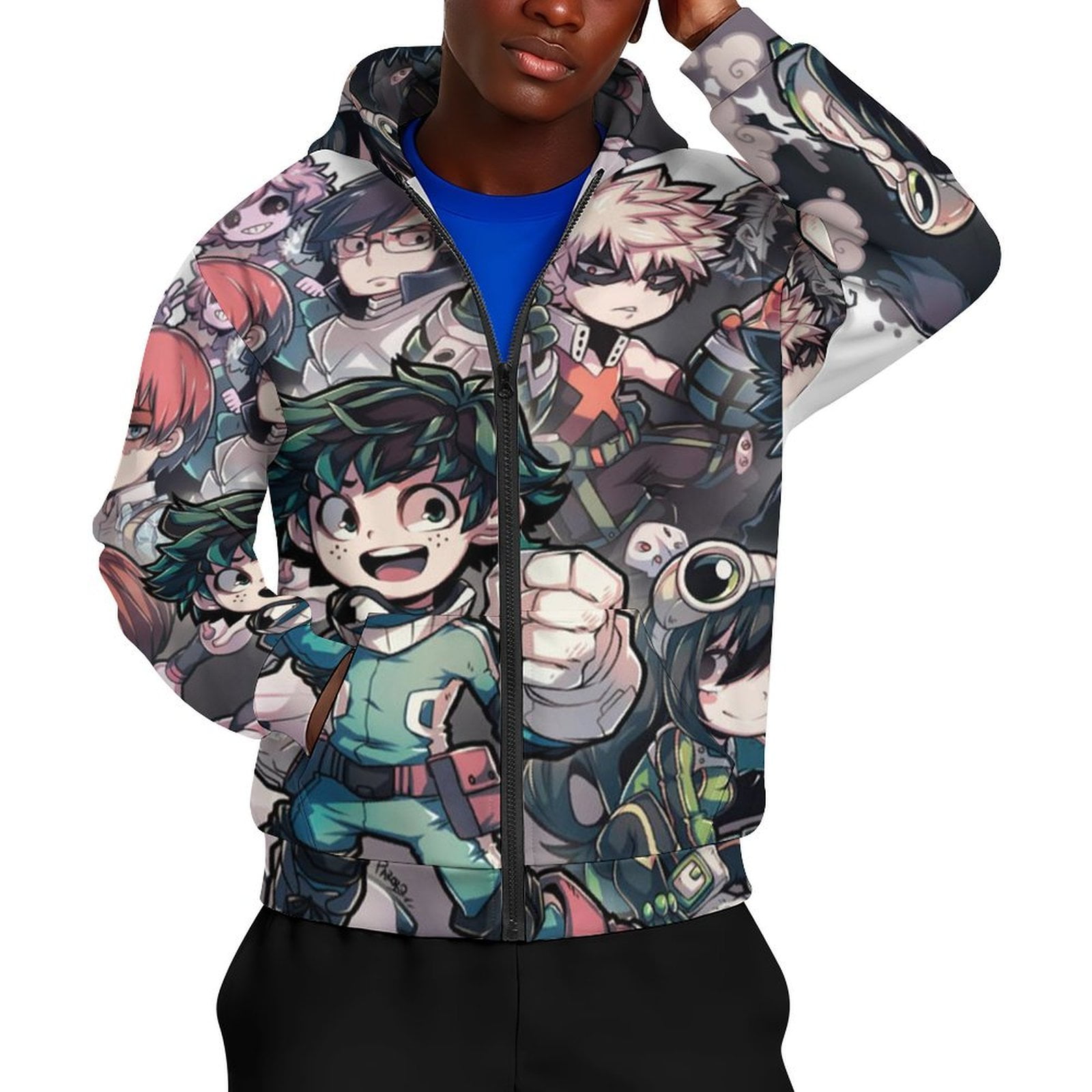 Cartoon My Hero Academia Teen Sweatshirts Zipper Hoodies Jacket Coat ...