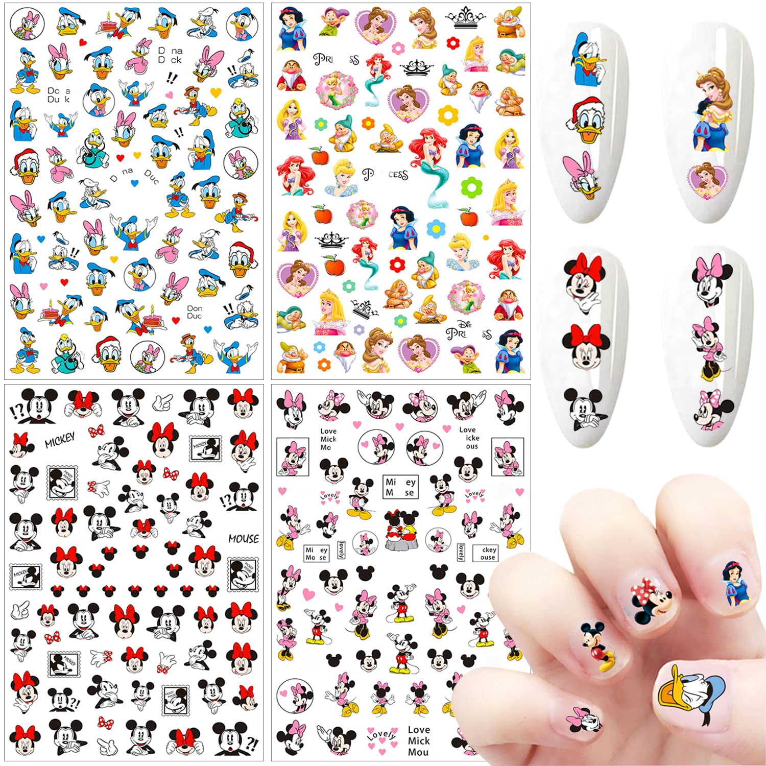 Cartoon Nail Art Stickers 3D Self-Adhesive Nail Decals Cute Cartoon ...