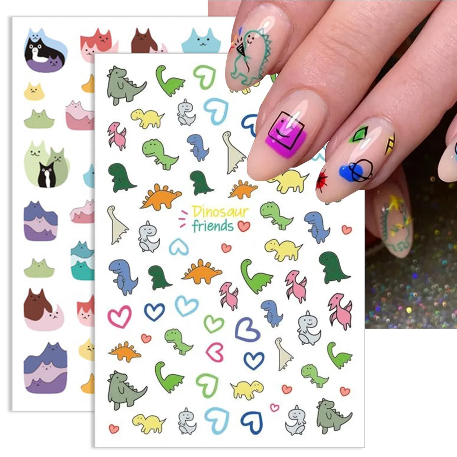 Cartoon Nail Art Stickers Decals Nail Art Supplies 3D Self-Adhesive ...