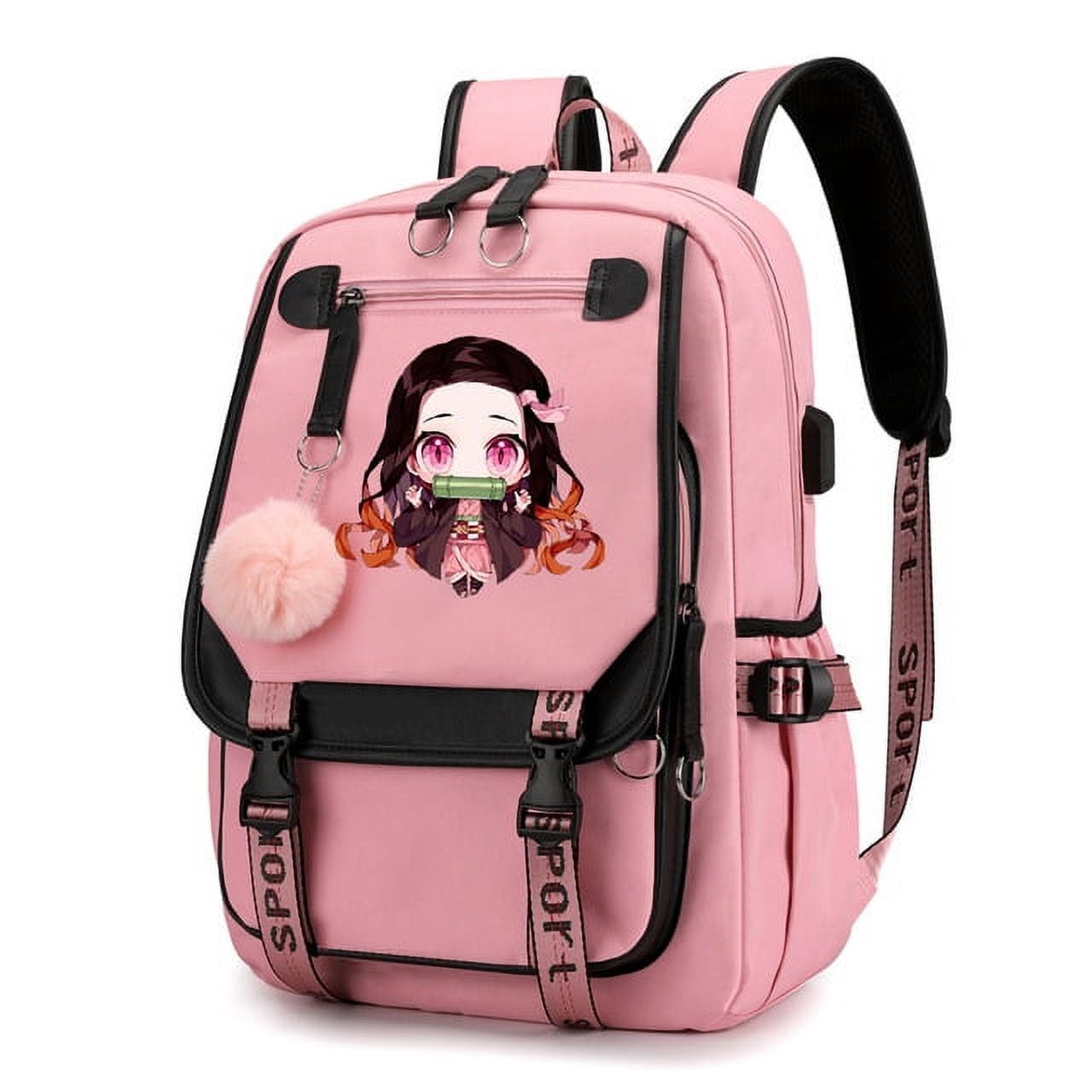 Cartoon Nezuko Student School Bag Large Capacity Backpack,Pink ...