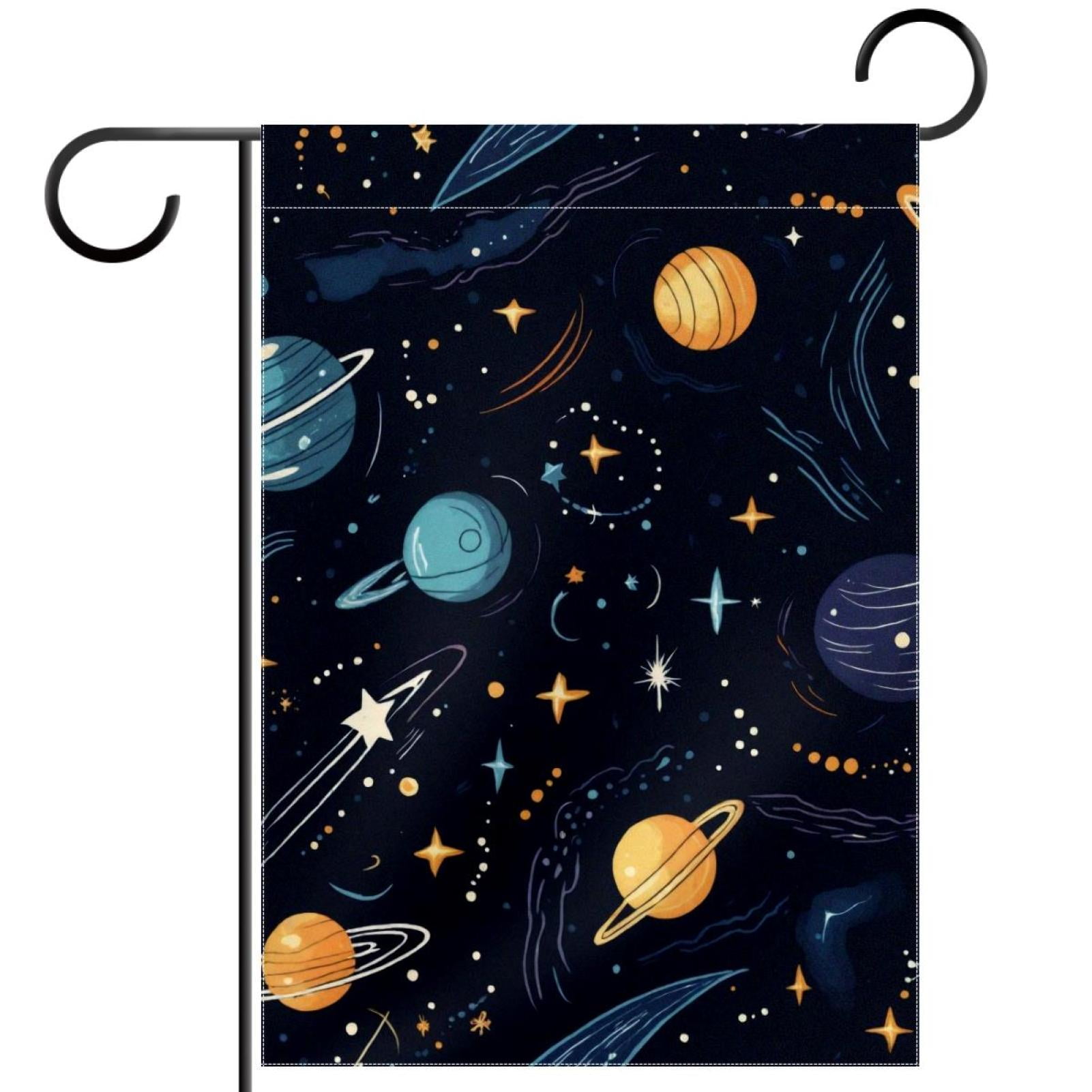 Cartoon Night Sky Planets Comets Constellations Double Sided Garden ...