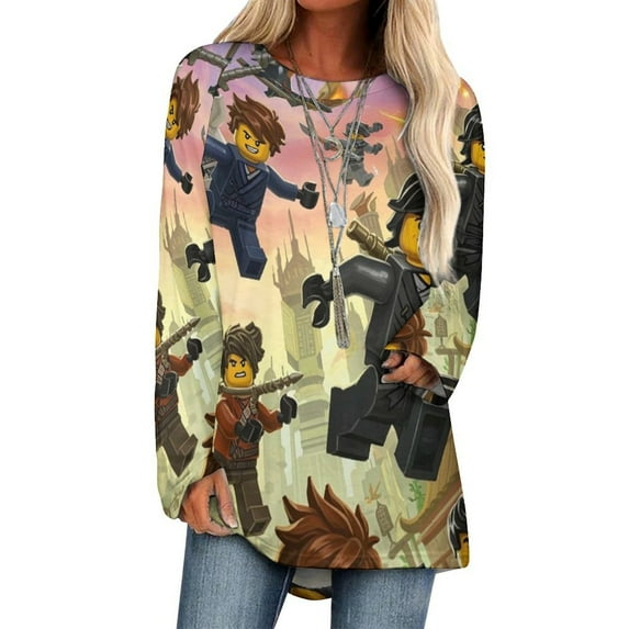 Cartoon Ninjago Womens Long Sleeve T-Shirt Loose Fit Tops Casual Raglan ...
