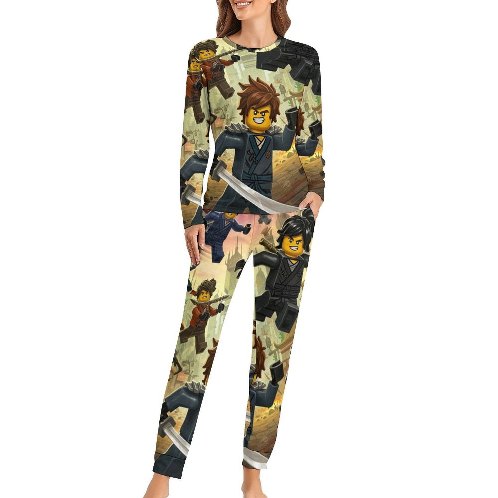 Cartoon Ninjago Womens Pajama Set Loungewear Cozy Soft House Wear Sets ...