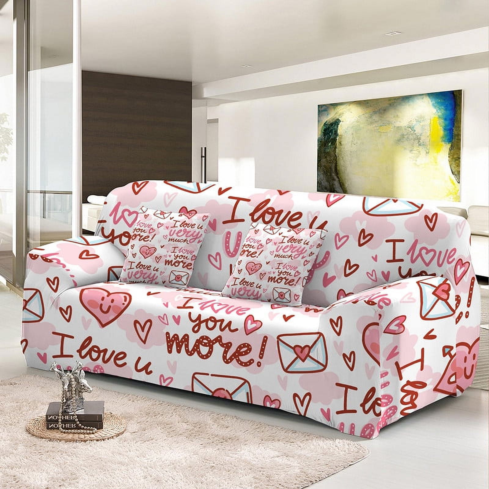 Cartoon Number Alphabet Sofa Cover Stretch Corner Slipcover 1/2/3/4 ...