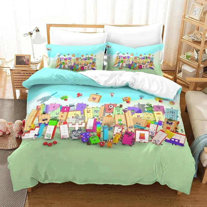 Cartoon Number-Blocks Bedding Set Duvet Cover Bed Set Quilt Cover ...
