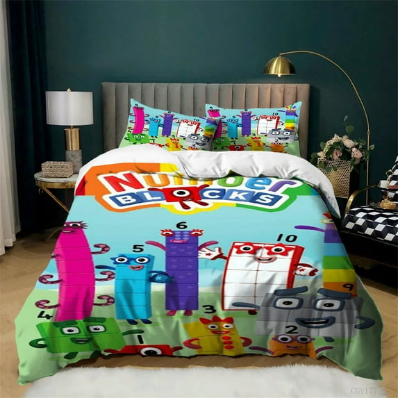 Cartoon Numberblocks Bedding Set Lightweight Soft Duvet Cover Set for ...