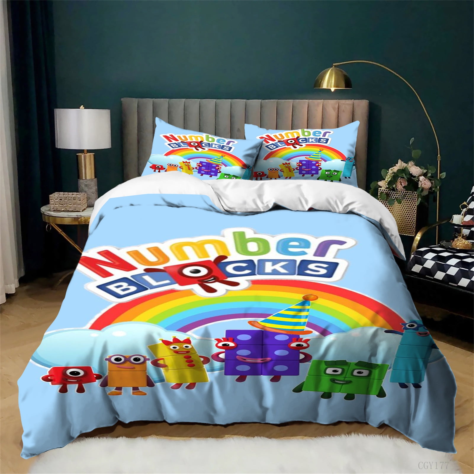 Cartoon Numberblocks Bedding Set Lightweight Soft Duvet Cover Set for ...