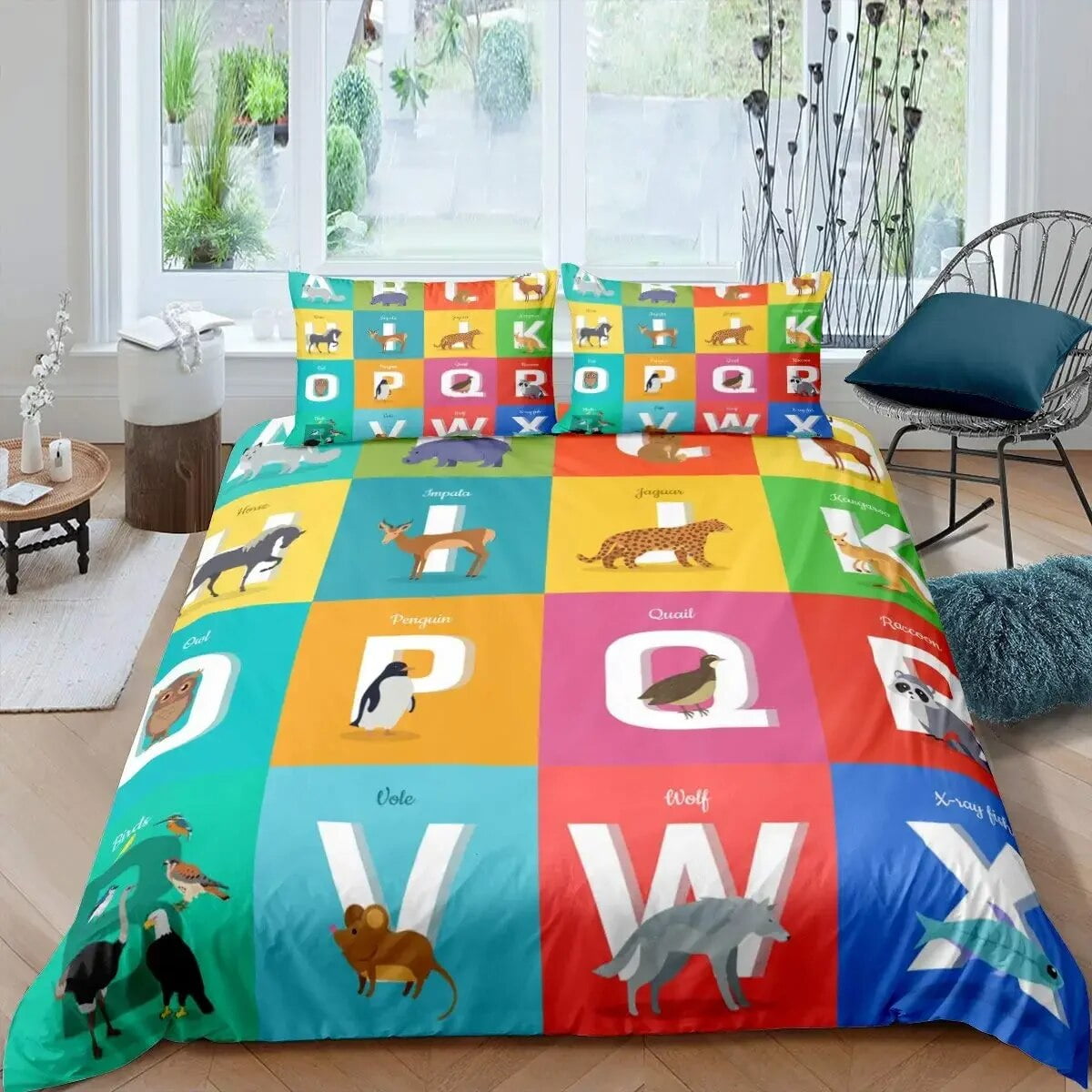 Cartoon Numbers Duvet Cover Lovely Animals Bedding Set Kids Colorful ...