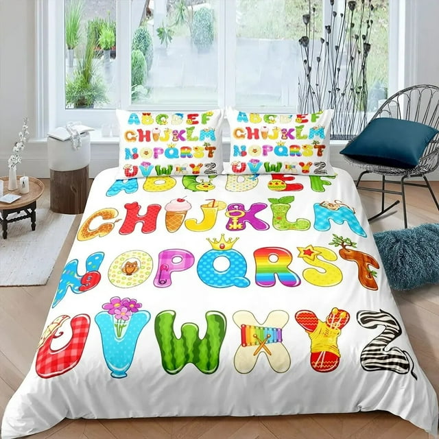 Cartoon Numbers Duvet Cover Lovely Animals Bedding Set Kids Colorful ...
