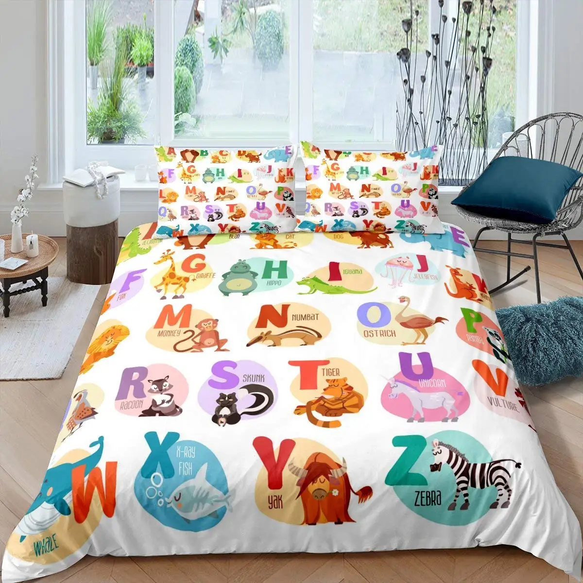 Cartoon Numbers King Duvet Cover Lovely Animals Bedding Set Kids ...