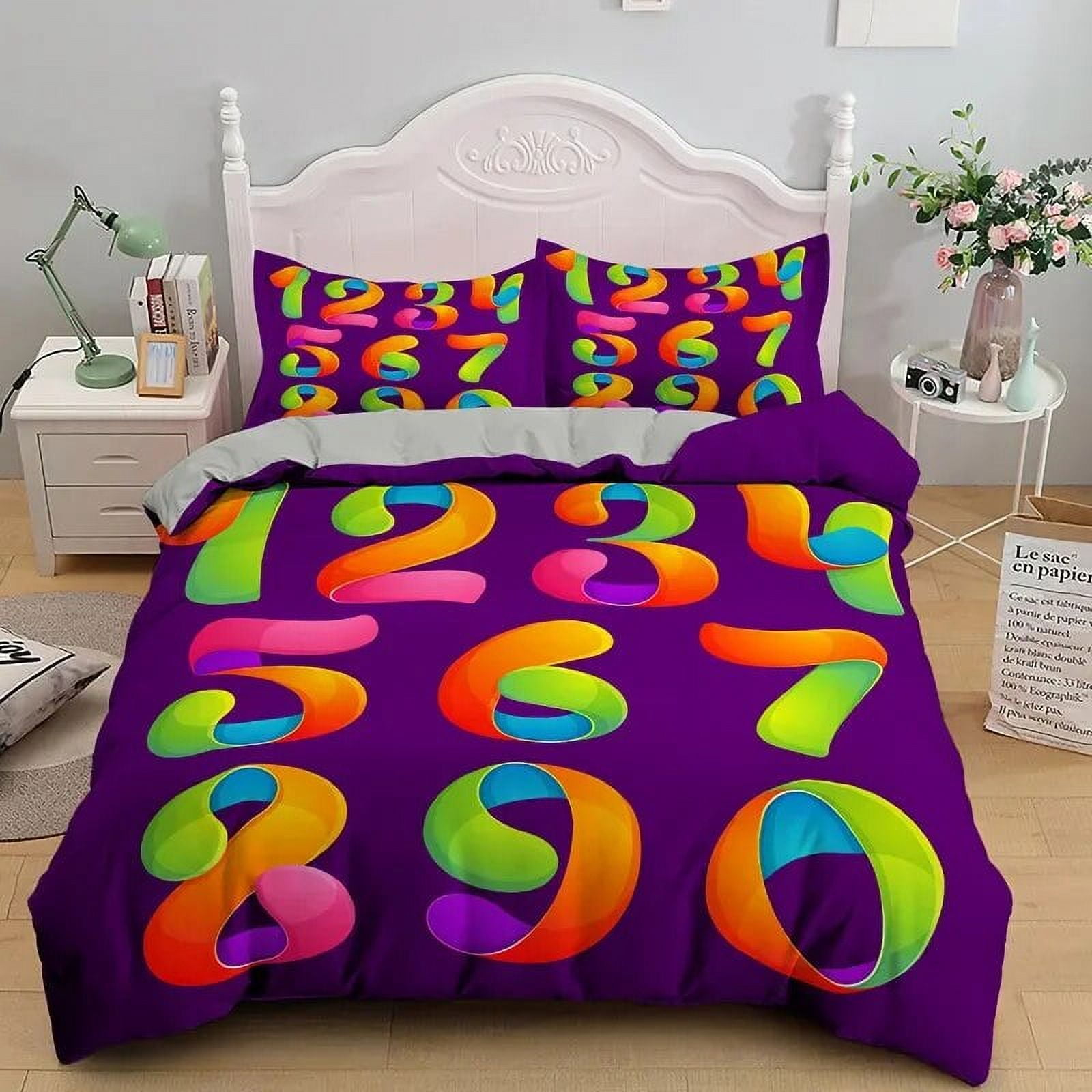Cartoon Numbers King Duvet Cover Lovely Animals Bedding Set Kids ...