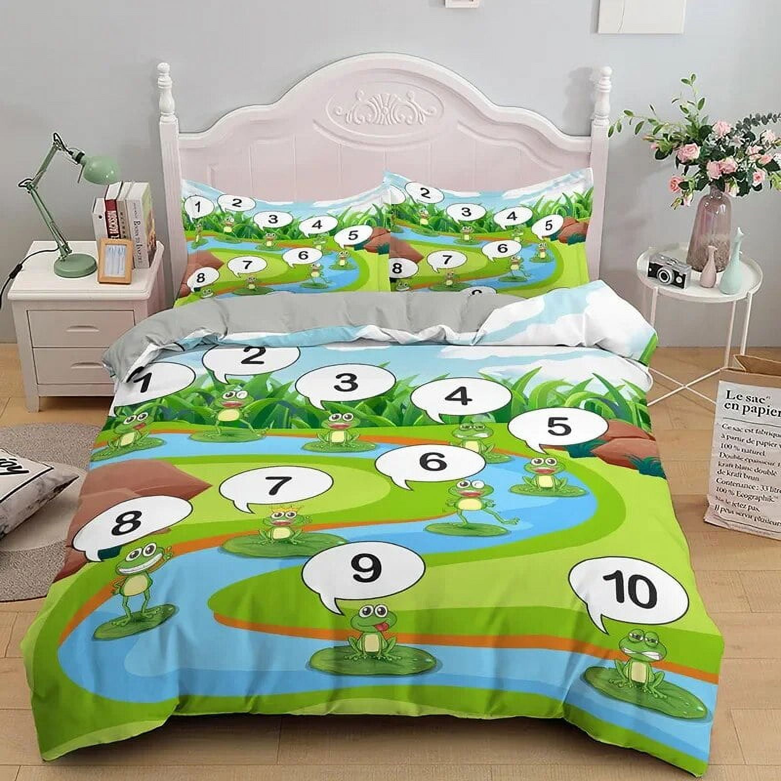 Cartoon Numbers King Duvet Cover Lovely Animals Bedding Set Kids ...