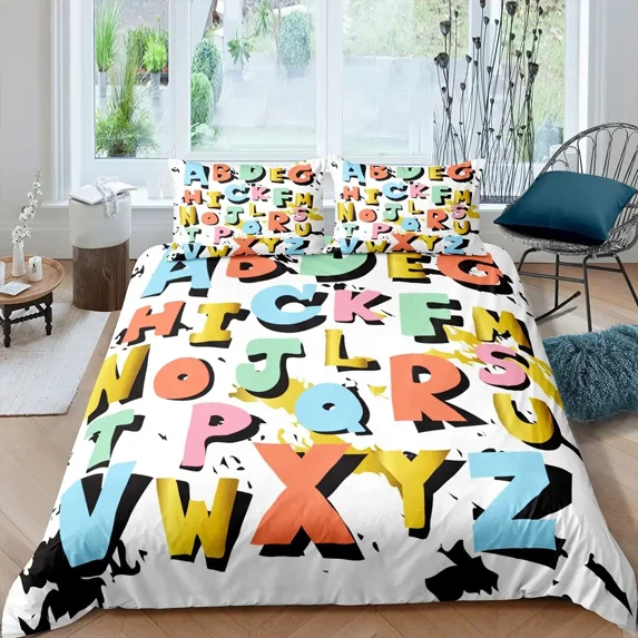 Cartoon Numbers King Duvet Cover Lovely Animals Bedding Set Kids ...