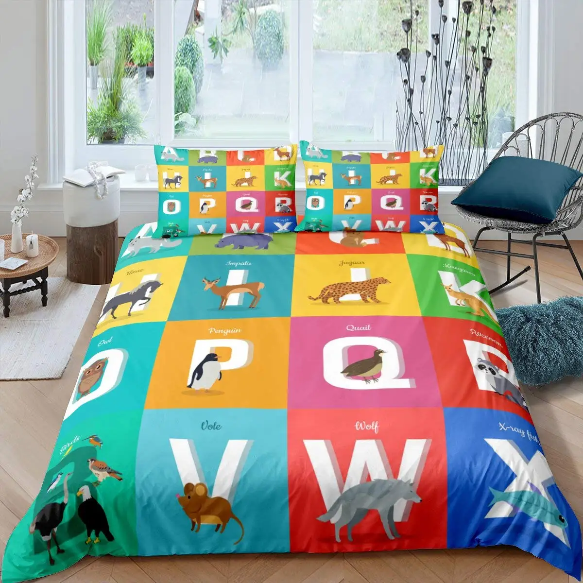Cartoon Numbers King Duvet Cover Lovely Animals Bedding Set Kids ...