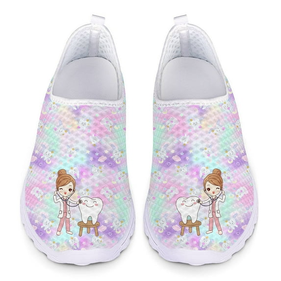 Cartoon Nurse Dental Print Summer Loafers Women Casual Shoes Slip On ...