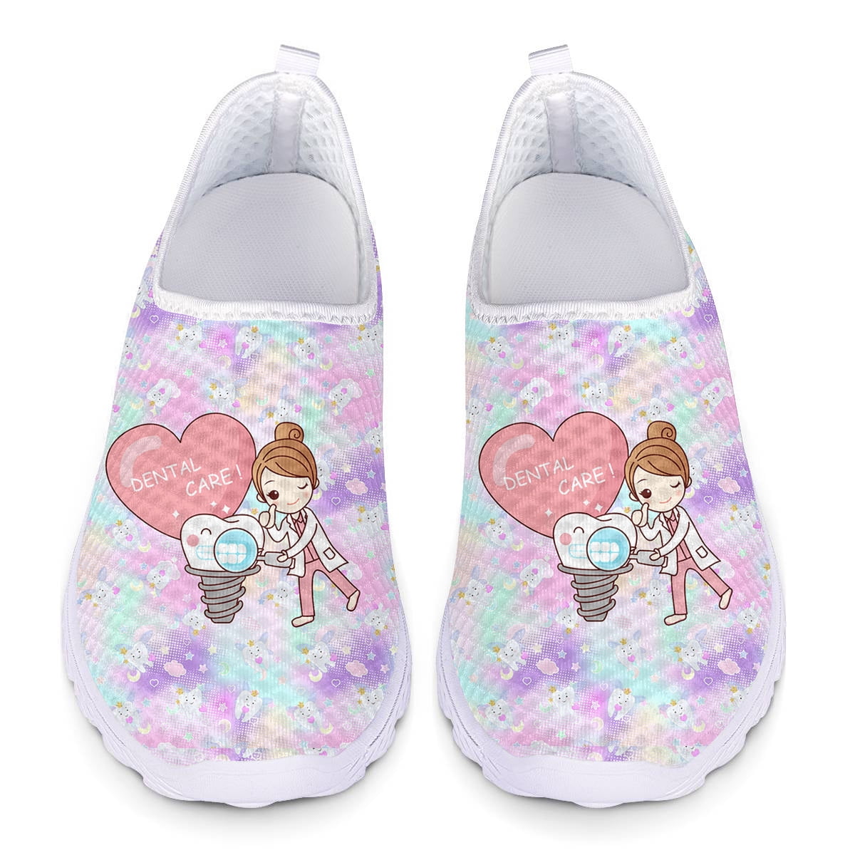 Cartoon Nurse Dental Print Summer Loafers Women Casual Shoes Slip On ...
