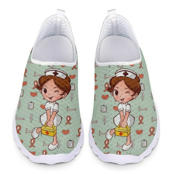Cartoon Nurse Design Women Flat Sneakers Summer Outdoor Non-Slip ...