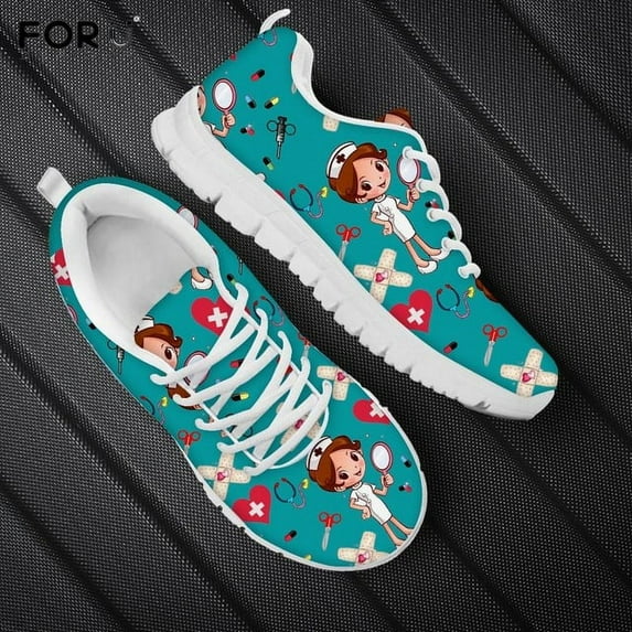 Cartoon Nurse Girl Pattern Woman Flats Shoes Spring/Autumn Mesh Shoes ...