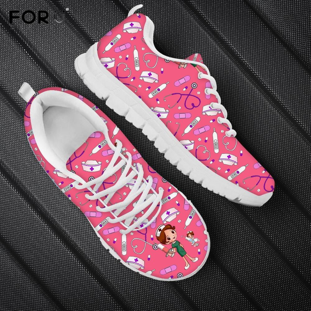 Cartoon Nurse Girl Pattern Woman Flats Shoes Spring/Autumn Mesh Shoes ...
