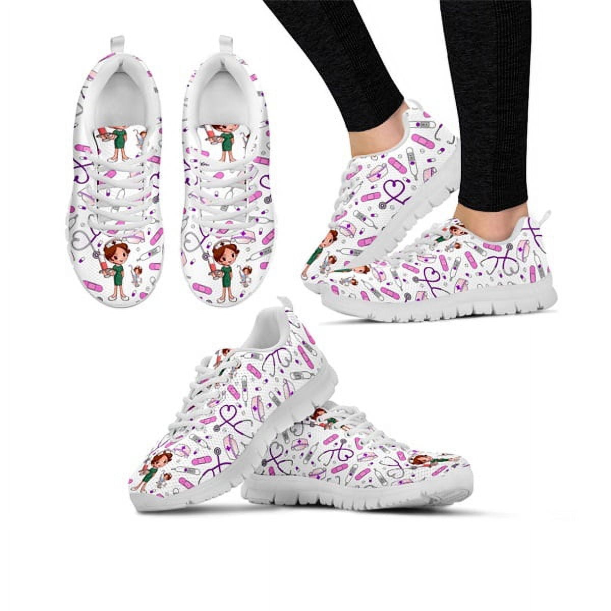 Cartoon Nurse Girl Pattern Woman Flats Shoes Spring/Autumn Mesh Shoes ...