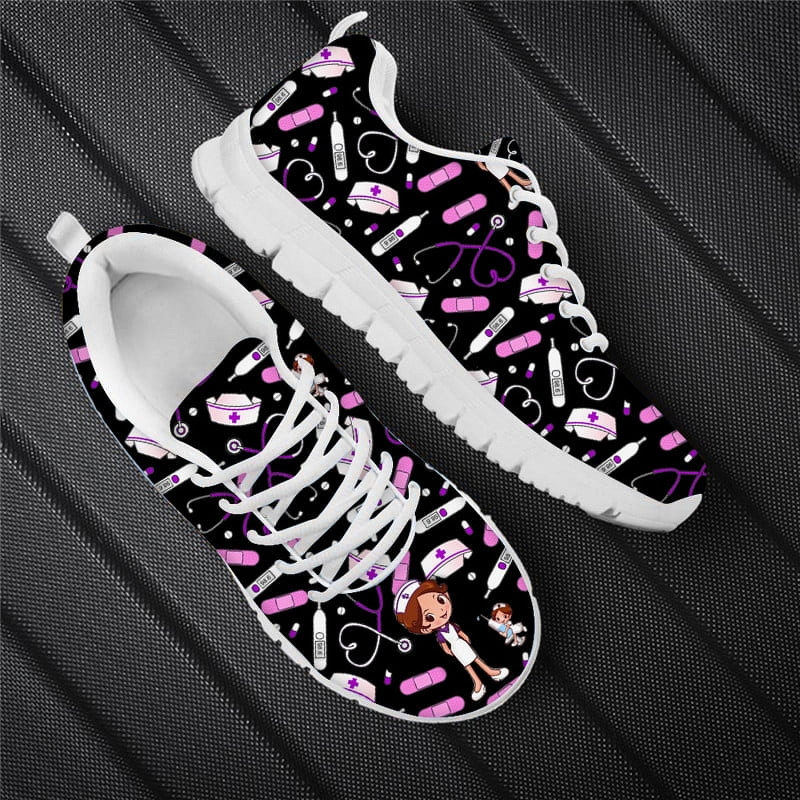 Cartoon Nurse Heart Love Print Woman Flats Mesh Sneaker Summer Luxury ...