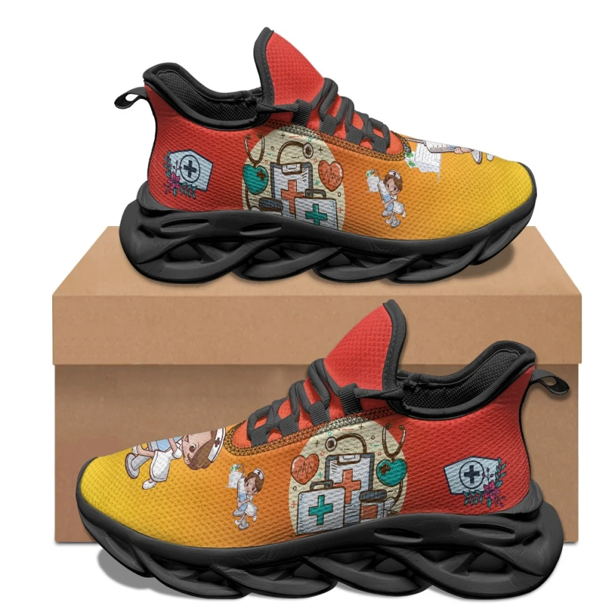 Cartoon Nurse Medical Printing Casual Shoes Shock-absorbing Non-slip ...