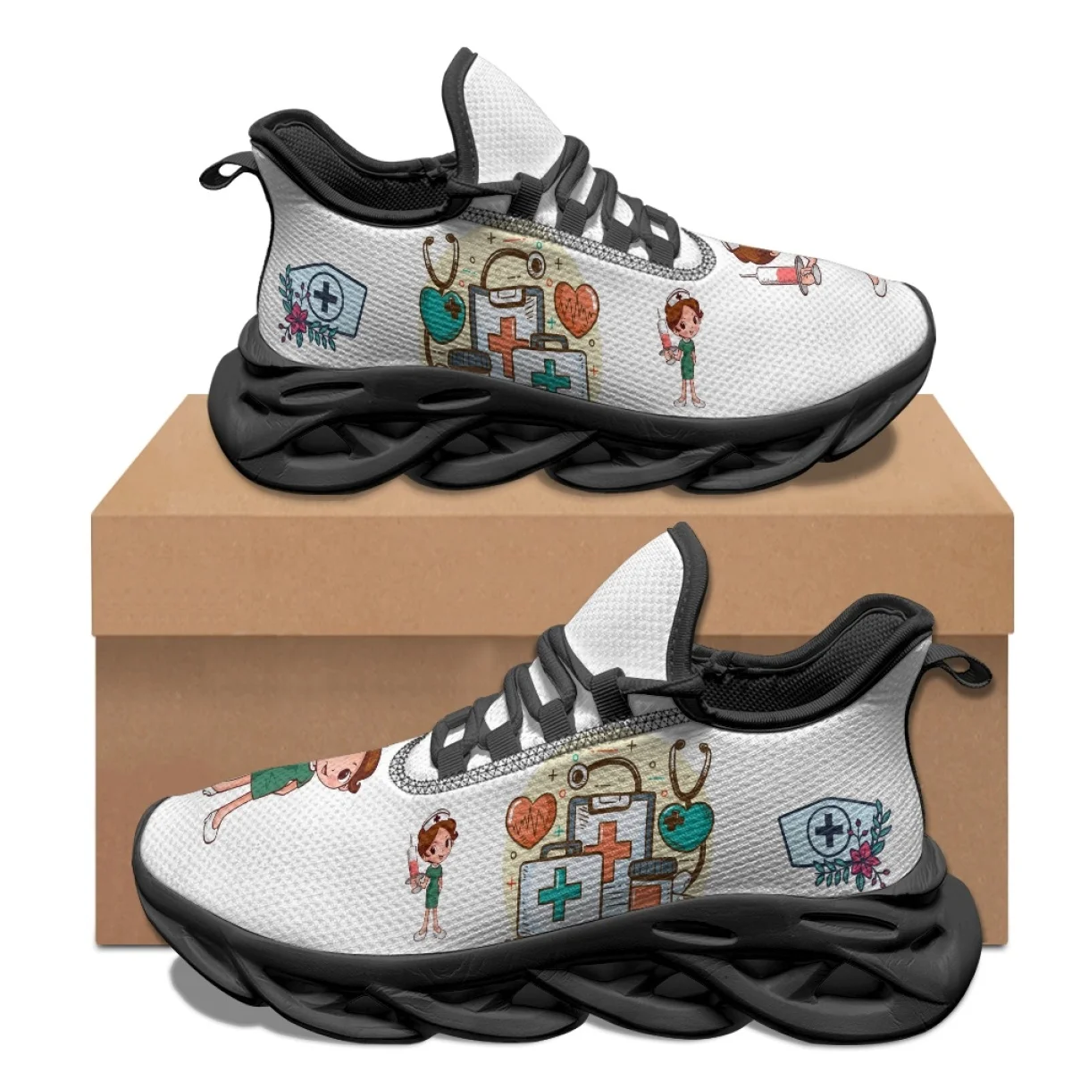 Cartoon Nurse Medical Printing Casual Shoes Shock-absorbing Non-slip ...