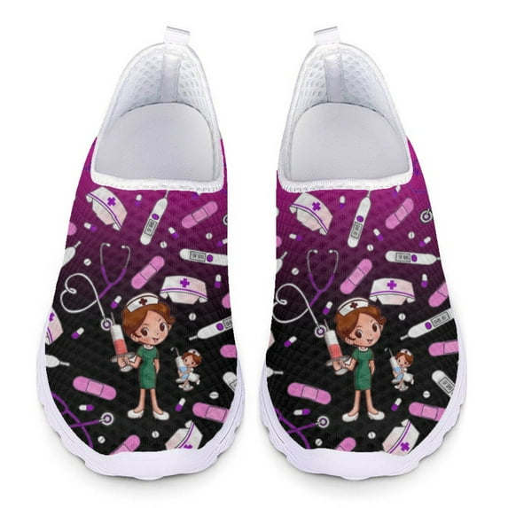 Cartoon Nurse Pattern Designer Mesh Casual Shoes for women 2025 Summer ...