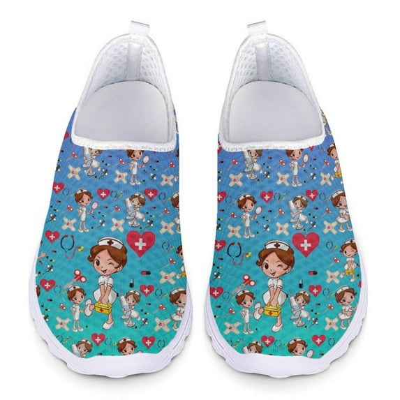 Cartoon Nurse Pattern Designer Mesh Casual Shoes for women 2025 Summer ...