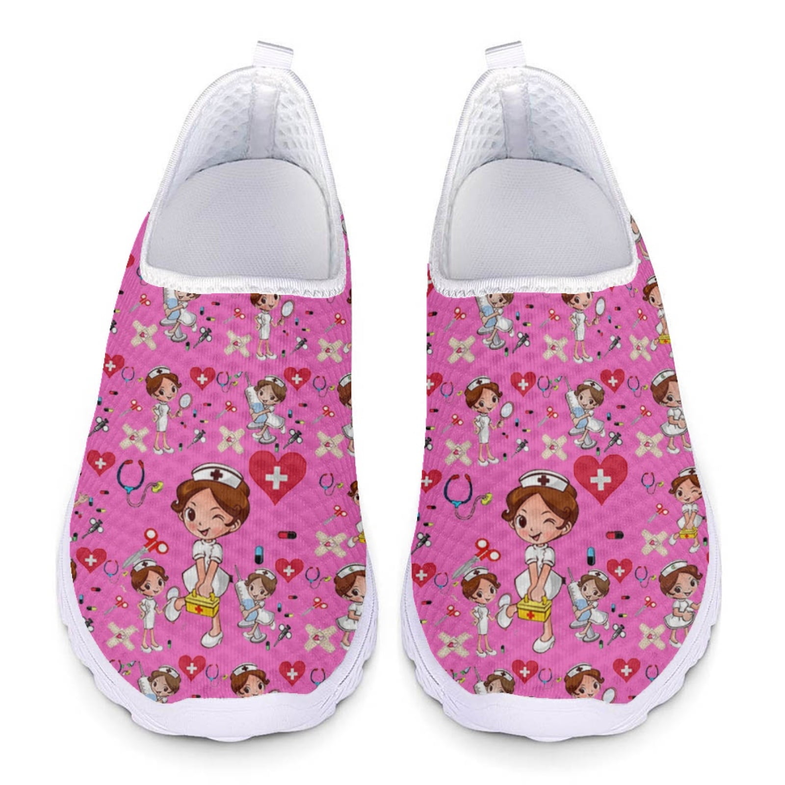 Cartoon Nurse Pattern Designer Mesh Casual Shoes for women 2025 Summer ...