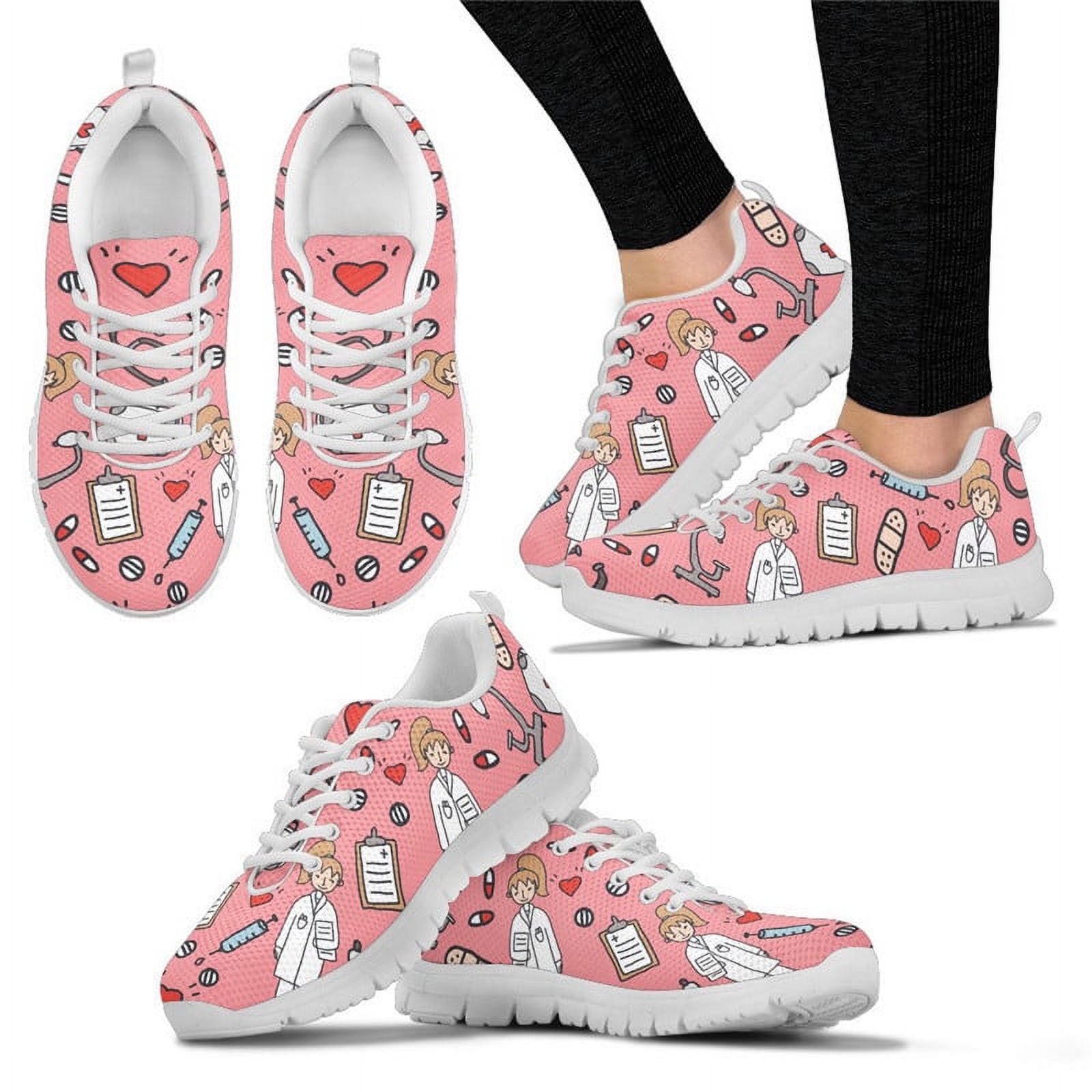 Cartoon Nurse Pattern Sport Jogging Running Shoes For Women Flat Casual ...