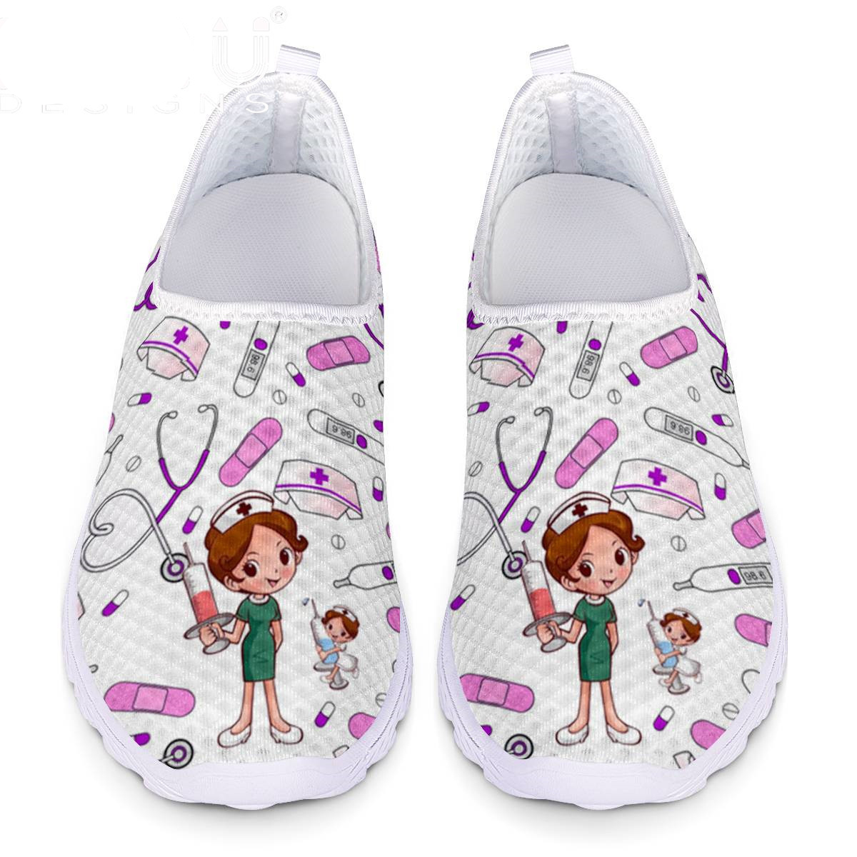 Cartoon Nurse/Premium Sketch Print Women's Casual Shoes Woman Flats ...