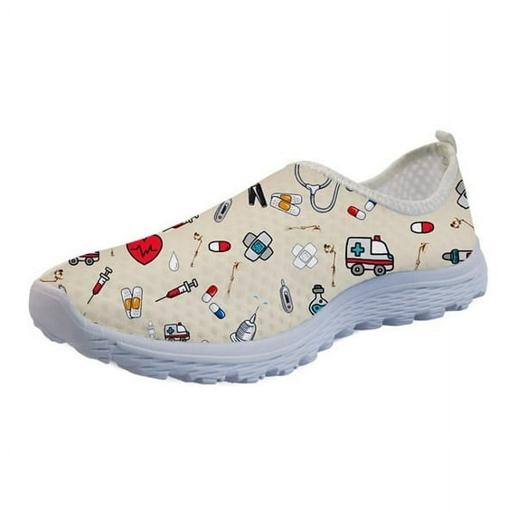 Cartoon Nurse/Premium Sketch Print Women's Casual Shoes Woman Flats ...