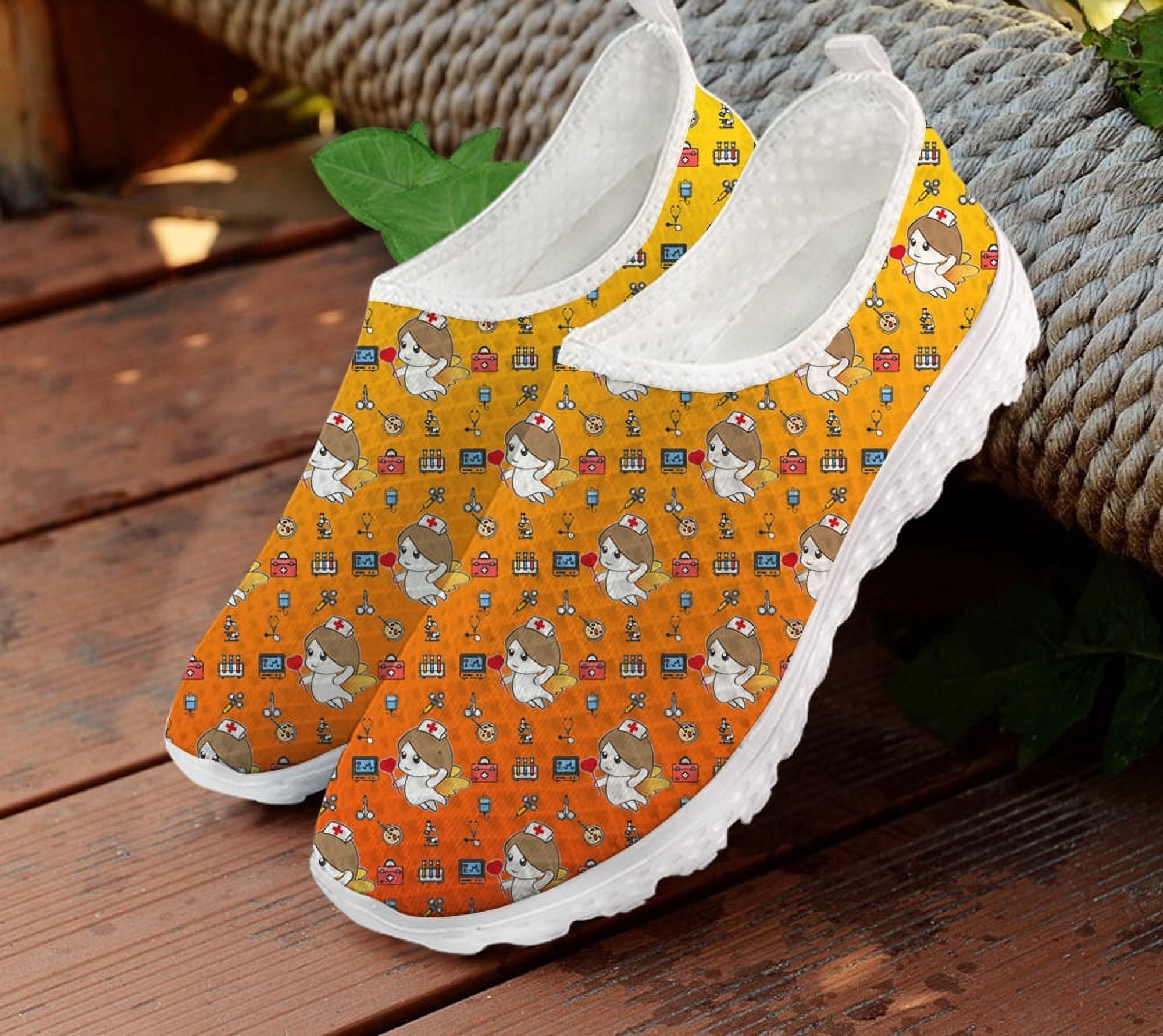 Cartoon Nurse Print Plus Size Summer Woman Flats Casual Shoes for Women ...