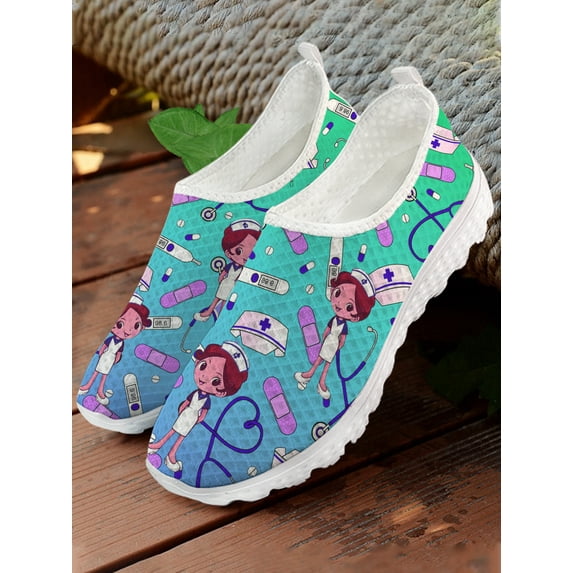 Cartoon Nurse Women's Shoes Summer Comfortable Flat Shoes Nursing ...