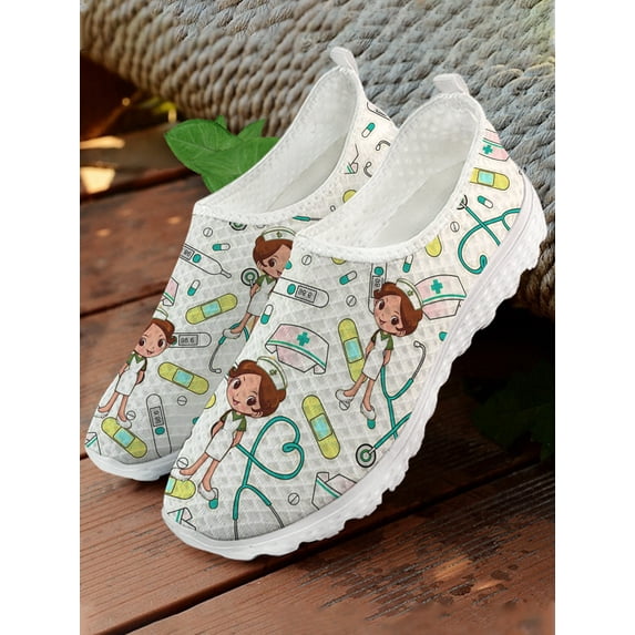 Cartoon Nurse Women's Shoes Summer Comfortable Flat Shoes Nursing ...