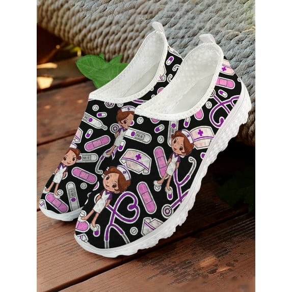Cartoon Nurse Women's Shoes Summer Comfortable Flat Shoes Nursing ...