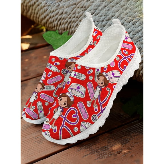 Cartoon Nurse Women's Shoes Summer Comfortable Flat Shoes Nursing ...