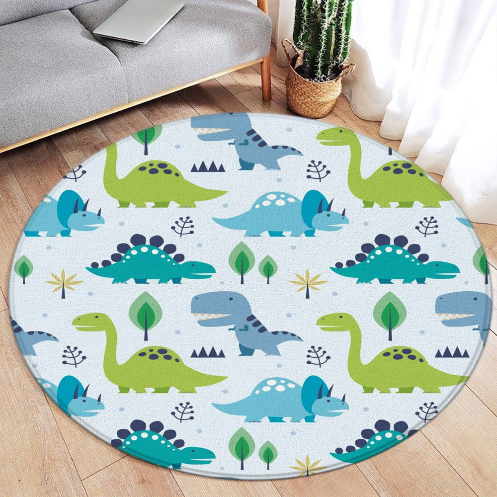 Cartoon Ocean Animals Round Carpet Cute Dinosaur Octopus Star Fish ...