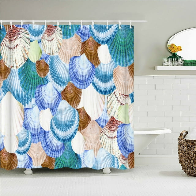 Cartoon Ocean Bath Curtain Waterproof Fabric Shower Curtains Sea Fish ...