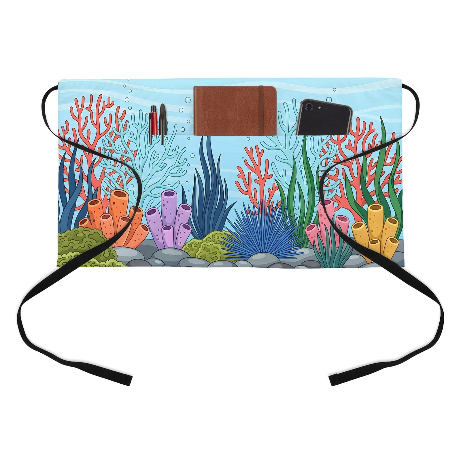 Cartoon Ocean Half Waist Apron Coral Seaweed Bubbles Stone Summer Short ...