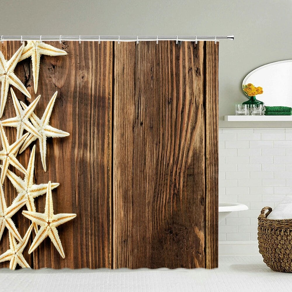 Cartoon Ocean Starshell Shower Curtain Polyester Waterproof Fabric 3d