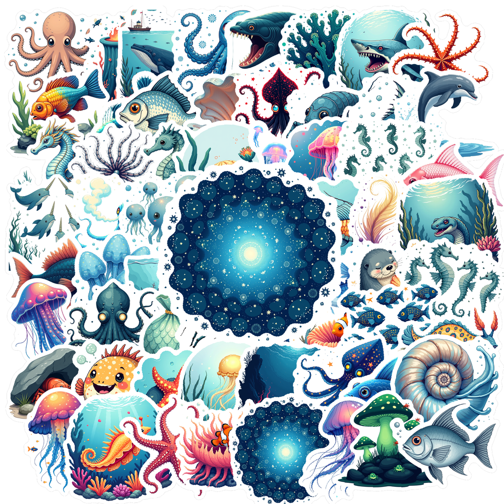 Cartoon Ocean Theme Stickers, Waterproof Ocean Theme Sticker for Water ...