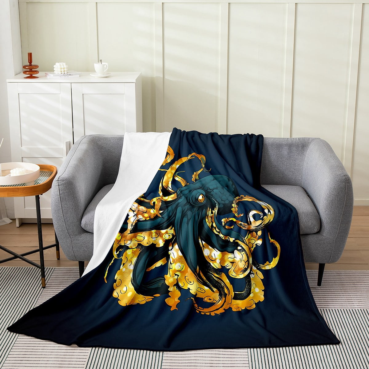 Cartoon Octopus Fleece Blanket Twin 60x80 Glitter tentacle Throw ...