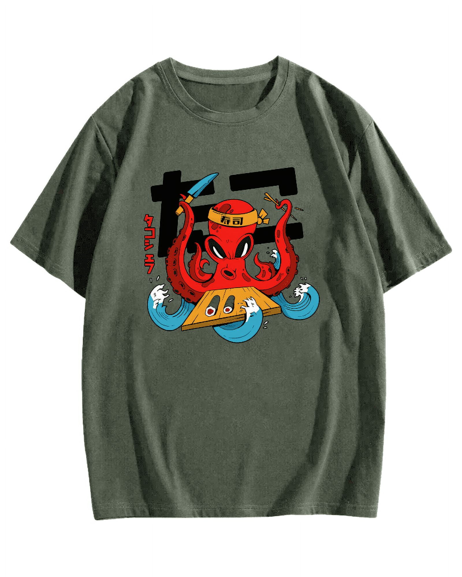 Cartoon Octopus Sushi Chef Cotton casual T-shirt - Walmart.com