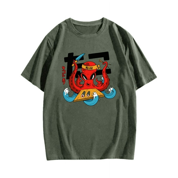 Cartoon Octopus Sushi Chef Cotton casual T-shirt - Walmart.com
