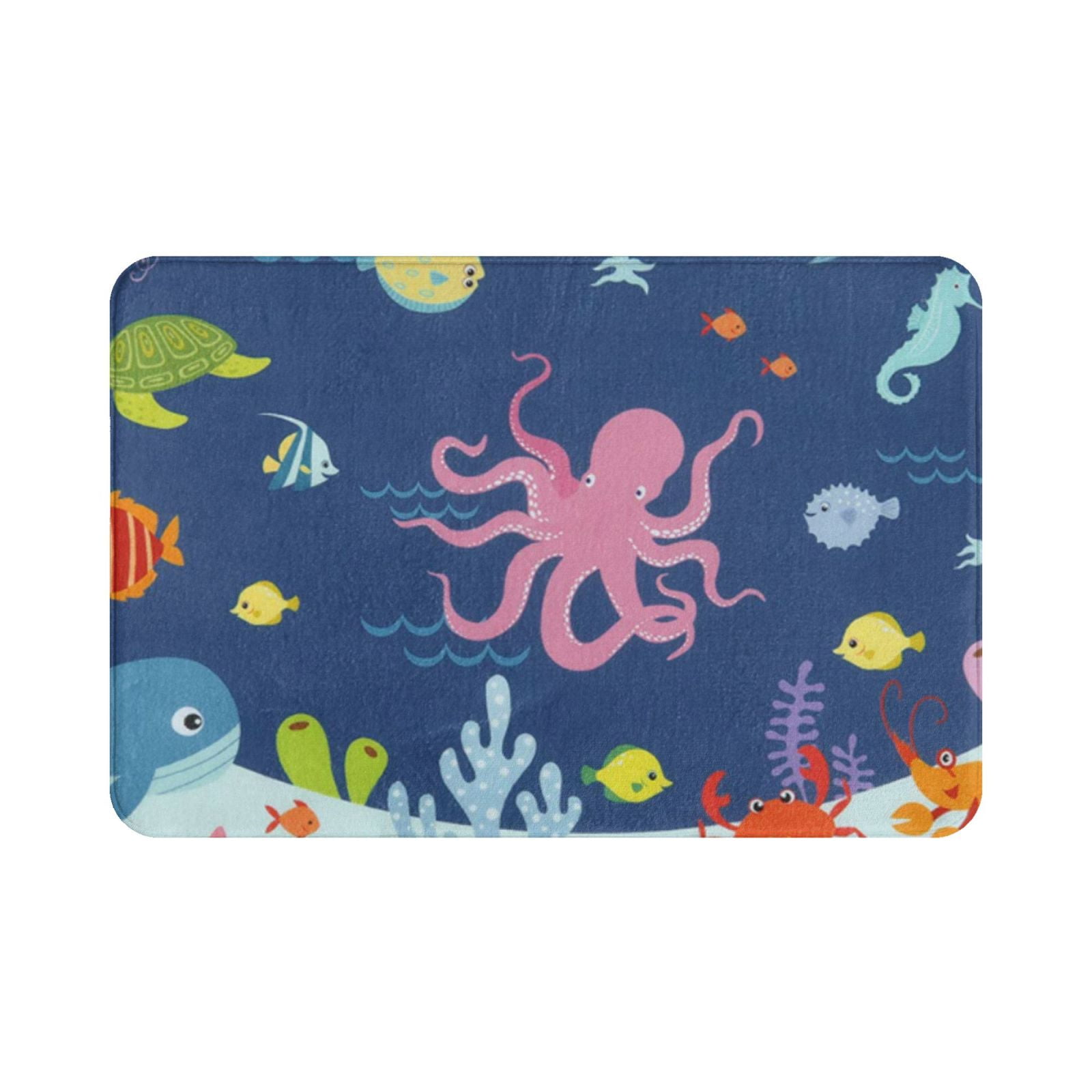 Cartoon Octopus Undersea Animals World Bathroom Rug Mat Super Soft ...