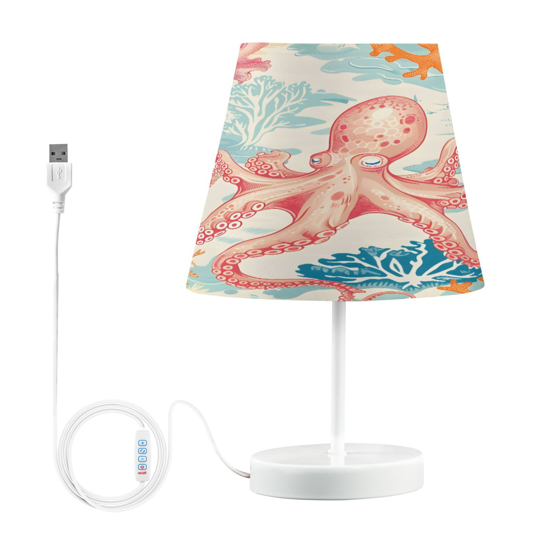 Cartoon Octopus and Coral Desk Lamp LED Table Nightstand Lamps with 3 ...