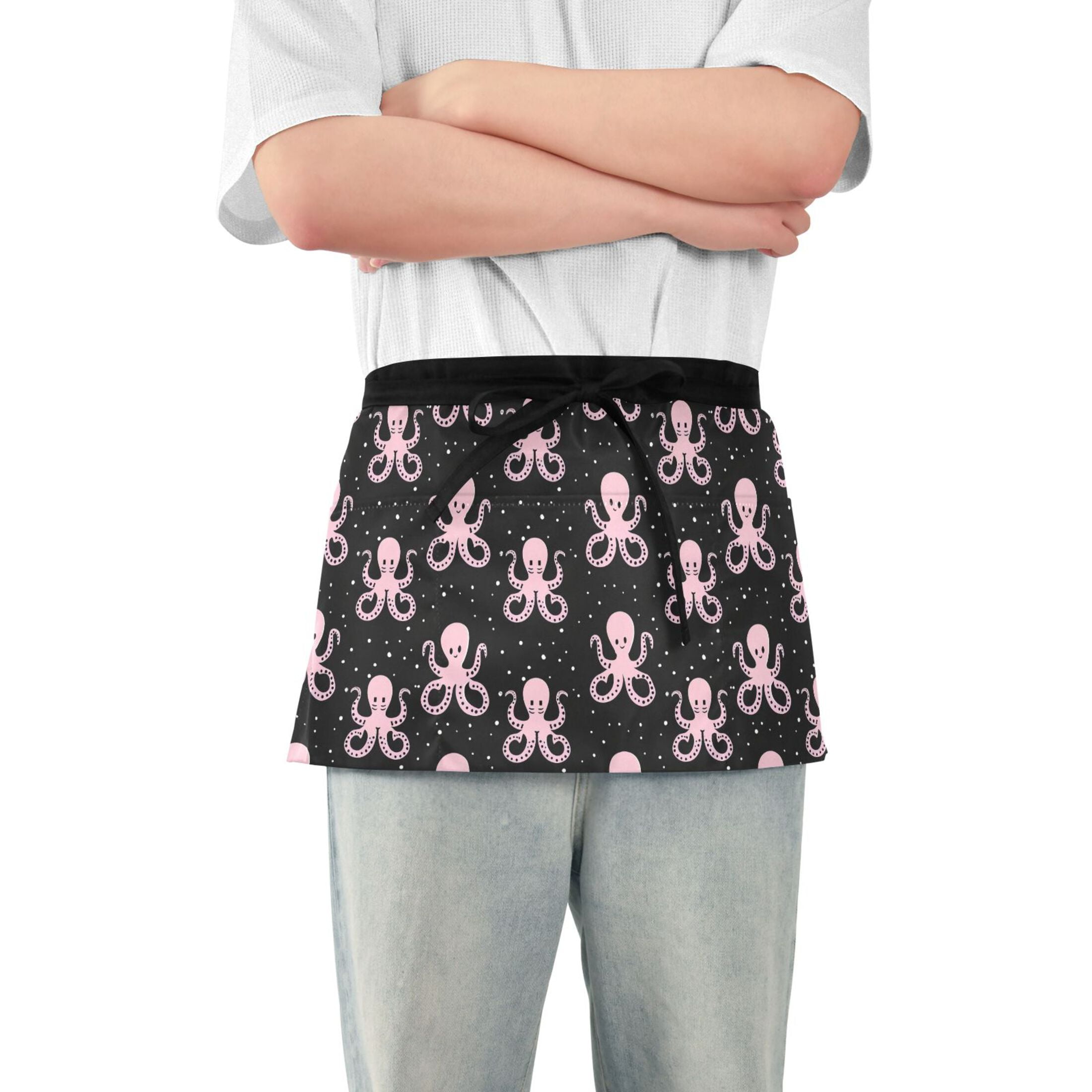Cartoon Octopus in Galaxy Server Apron with 3 Pockets Waterproof ...