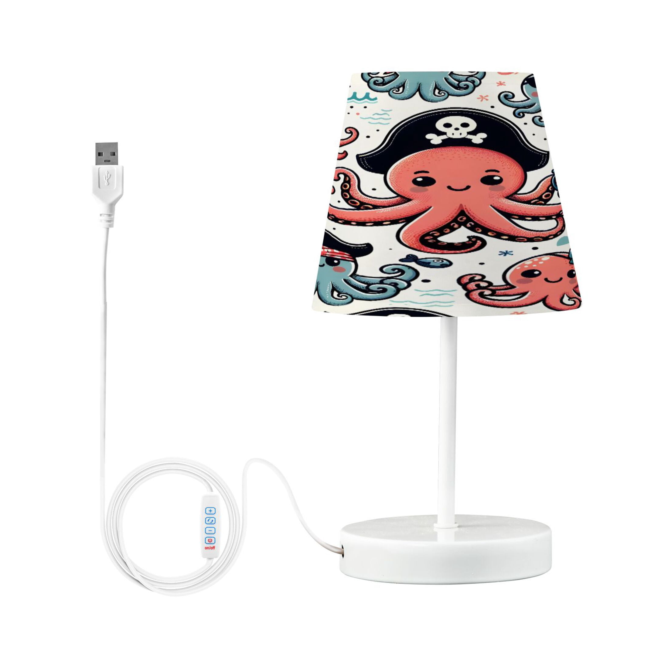 Cartoon Octopus with Pirate Hat Desk Lamp LED Table Nightstand Lamps ...